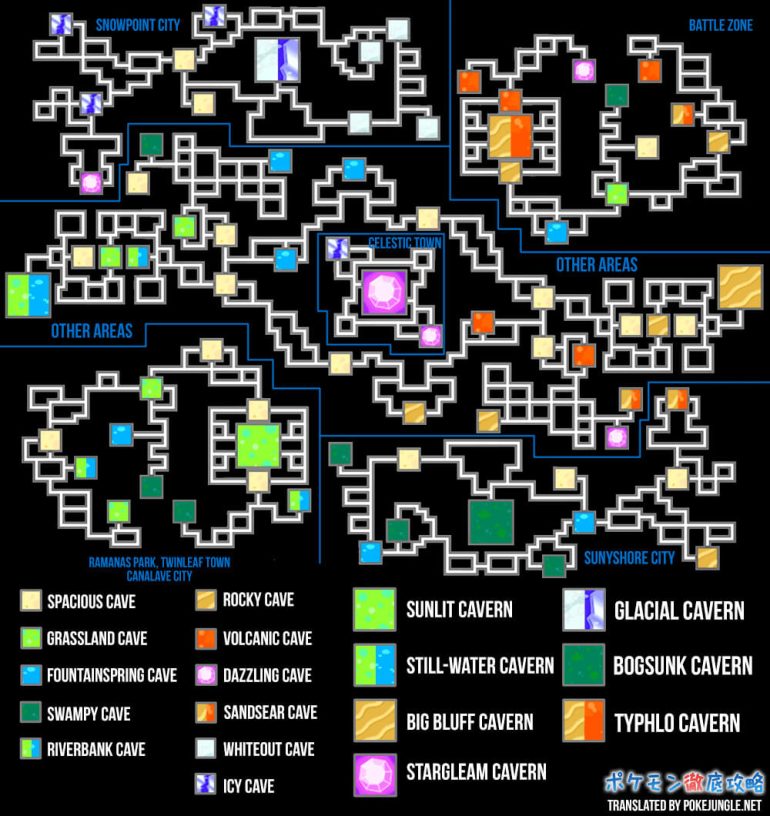 Pokémon Brilliant Diamond & Shining Pearl: The Grand Underground map ...