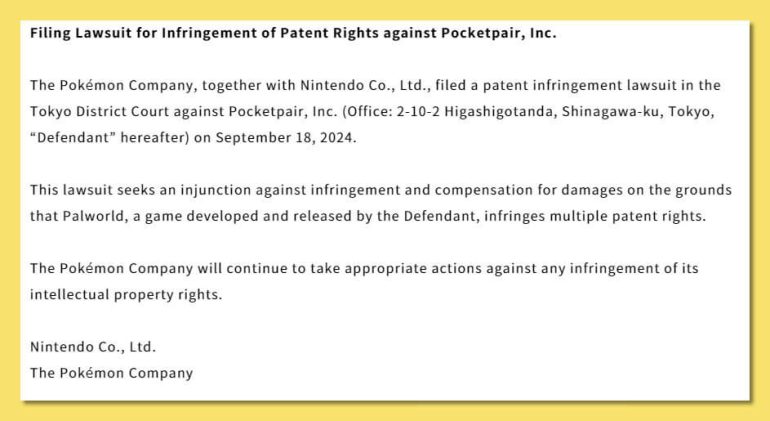 Pokémon takes aim at Palworld in new lawsuit | PokéJungle